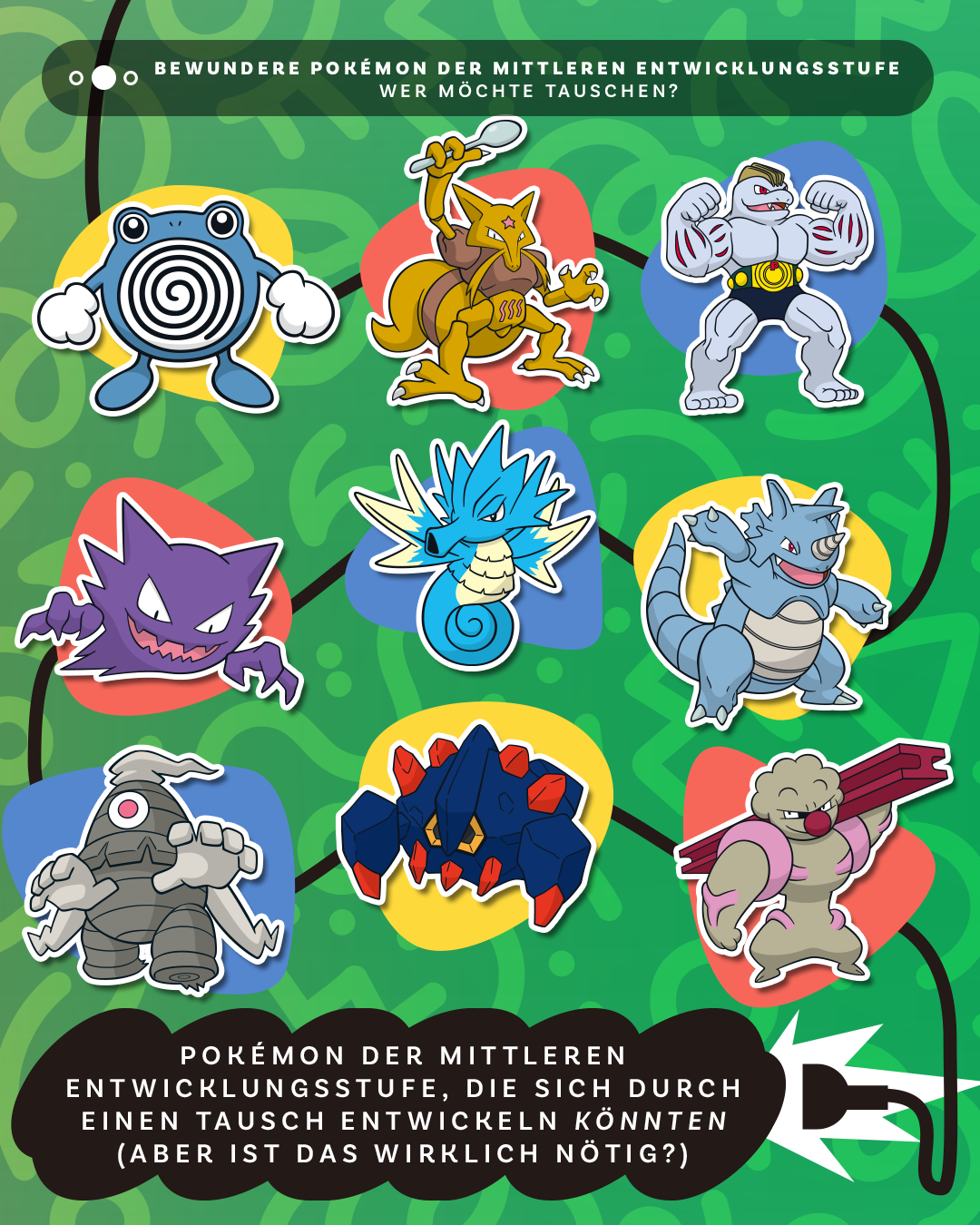 Bewundere die Infografik zu Pokémon der mittleren Entwicklungsstufe ...