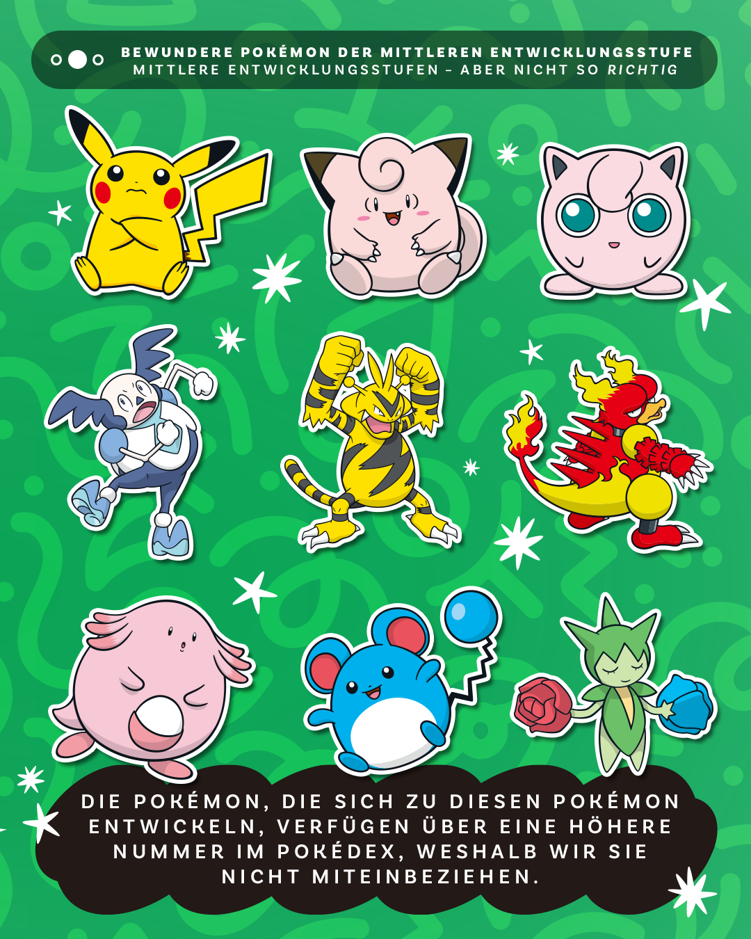 Bewundere die Infografik zu Pokémon der mittleren Entwicklungsstufe ...