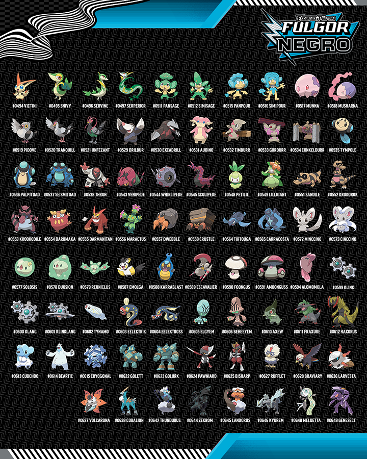 Colecciona Pokémon de Unova en Escarlata y Púrpura-Fulgor Negro y Llama ...