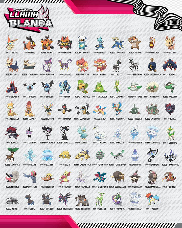 Colecciona Pokémon de Unova en Escarlata y Púrpura-Fulgor Negro y Llama ...