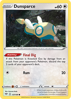 Dunsparce | Darkness Ablaze | TCG Card Database | Pokemon.com