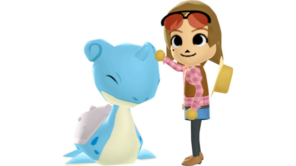 Lapras just loves all the attention it gets on the ranch!